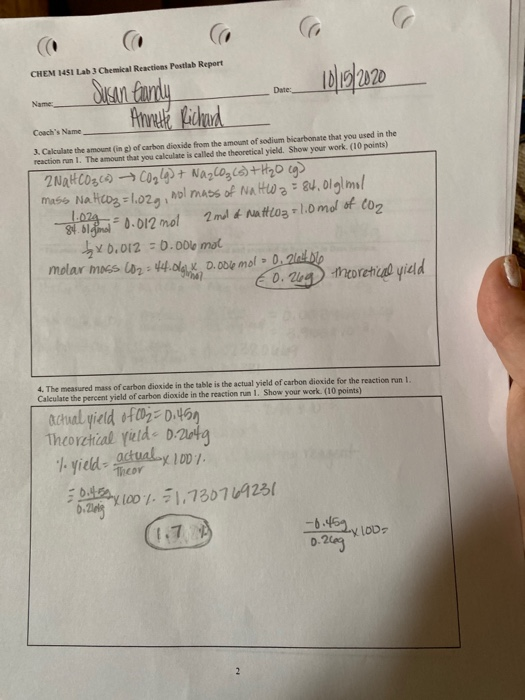 Solved Percent yield cannot be greater than 100%. However, | Chegg.com