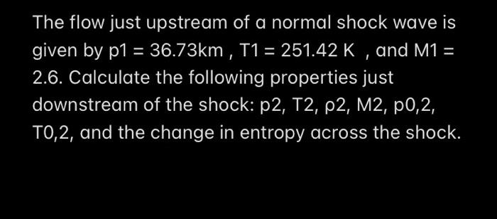 Solved The flow just upstream of a normal shock wave is | Chegg.com