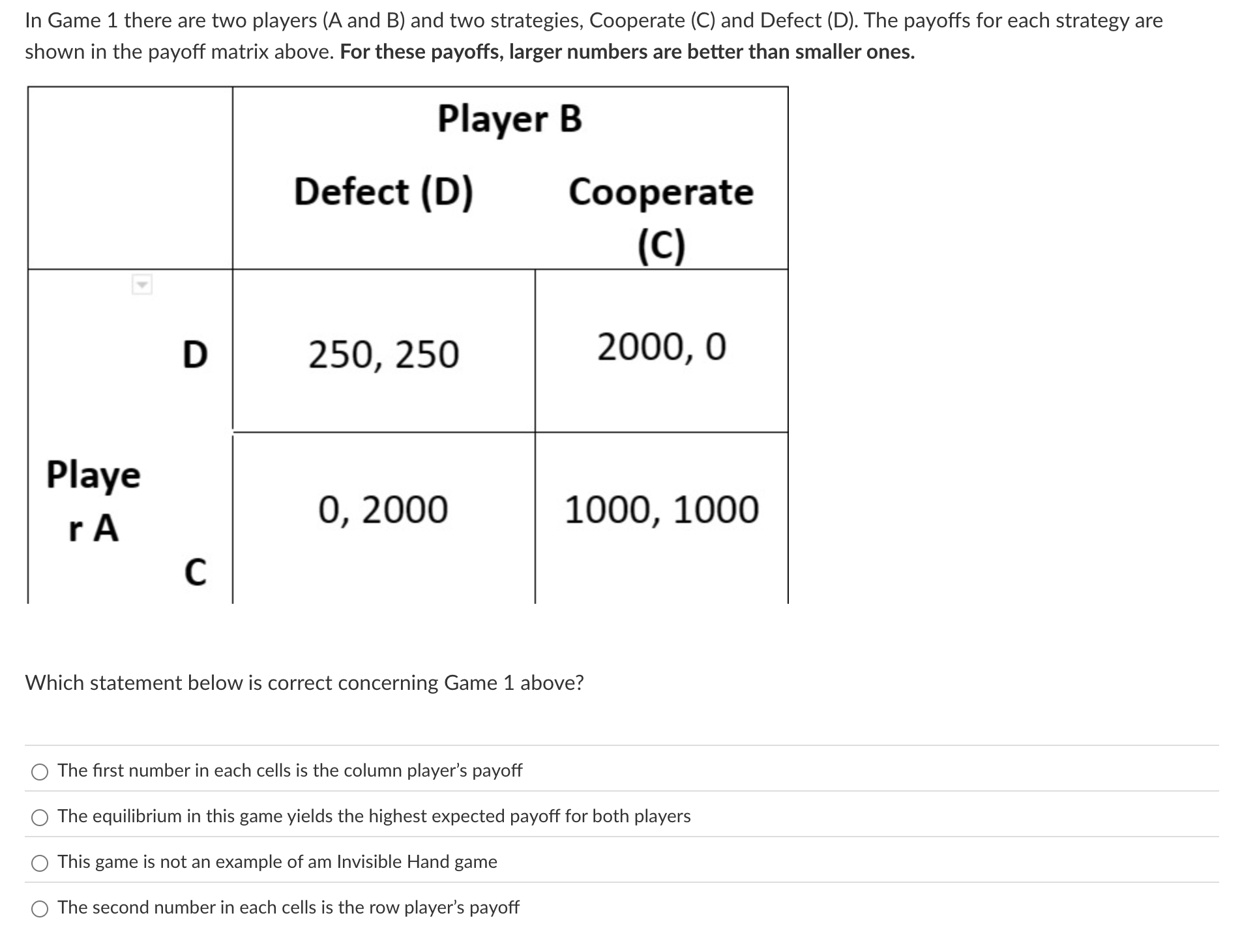 High Quality SOLUTION In Game 1 ﻿there are two players (A and B) ﻿and two | Chegg.com