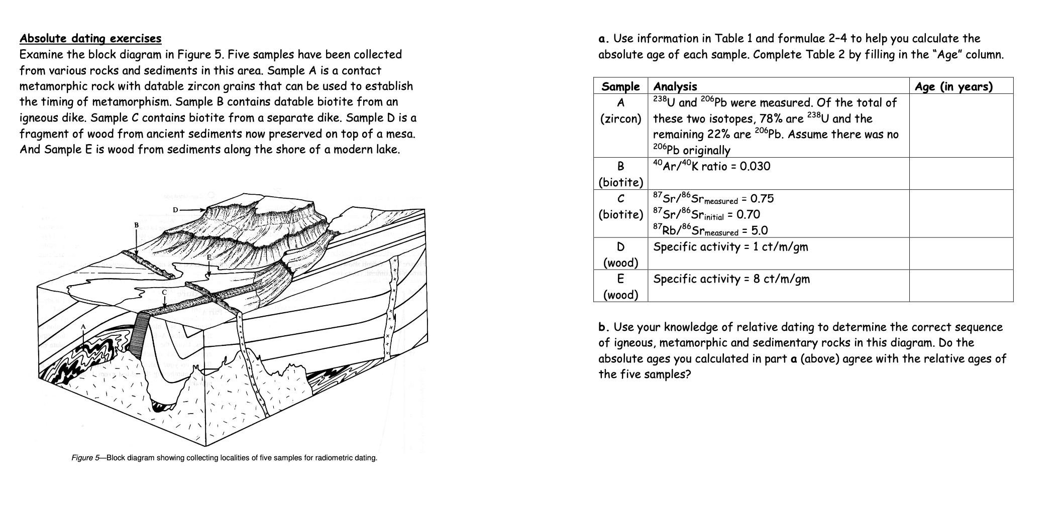 Absolute dating exercises: Examine the block diagram | Chegg.com
