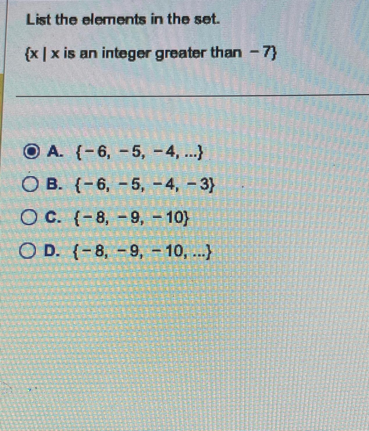 Solved List the elements in the set. is an integer greater | Chegg.com