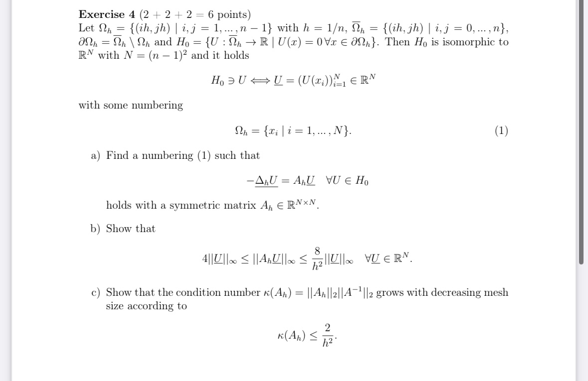 Solved Exercise points)Let Ωh={(ih,jh)|i,j=1,dots,n-1} | Chegg.com