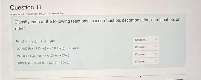Solved Classify each of the following reactions as a | Chegg.com