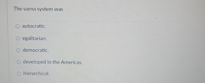 Solved The varna system | Chegg.com