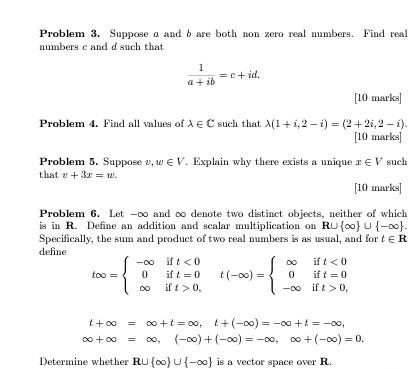 Solved Problem 3. Suppose a and b are both non zero real | Chegg.com