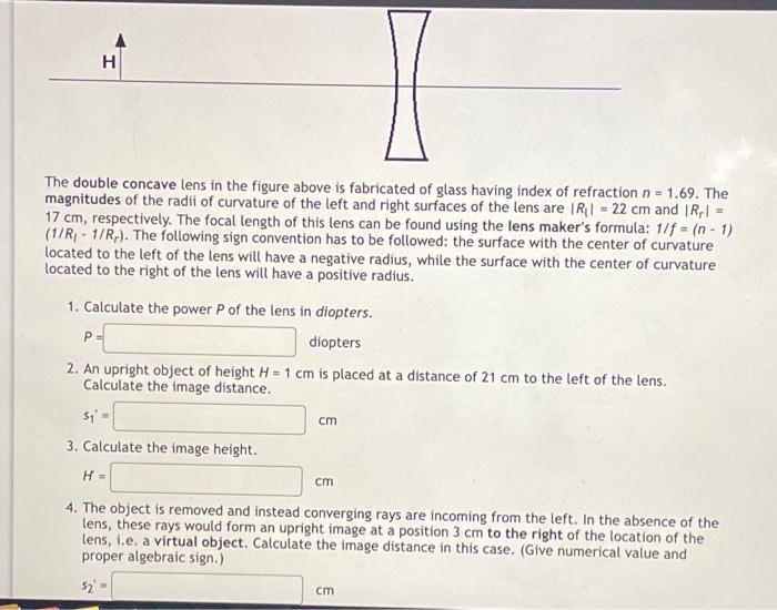 Solved The double concave lens in the figure above is | Chegg.com