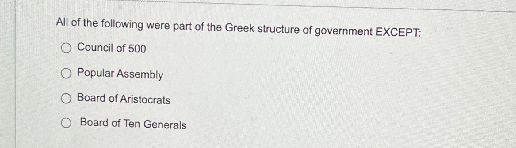 Solved All of the following were part of the Greek structure | Chegg.com
