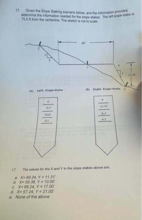 17. Given the Siope Staking scenario below, and the | Chegg.com