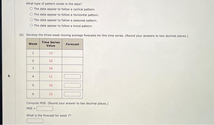 Solved Consider the following time series data. (a) | Chegg.com