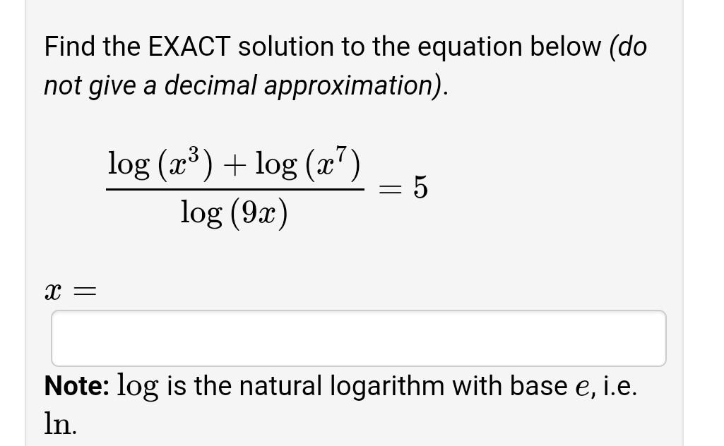 Solved Find the EXACT solution to the equation below ( do | Chegg.com