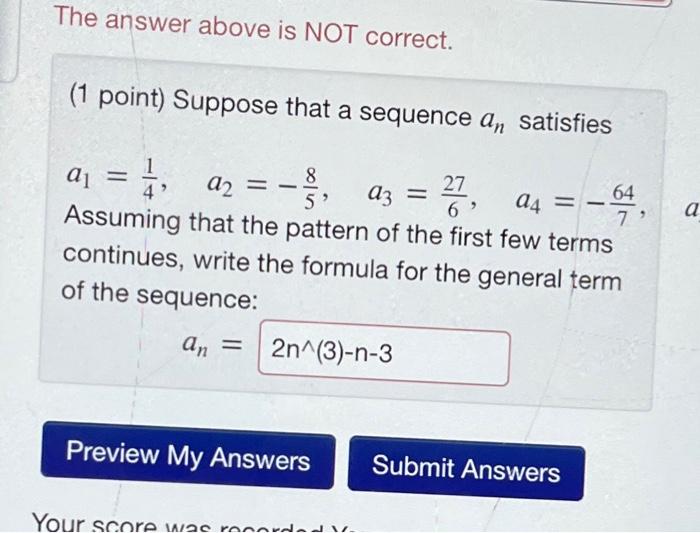 Solved The answer above is NOT correct. (1 point) Suppose | Chegg.com