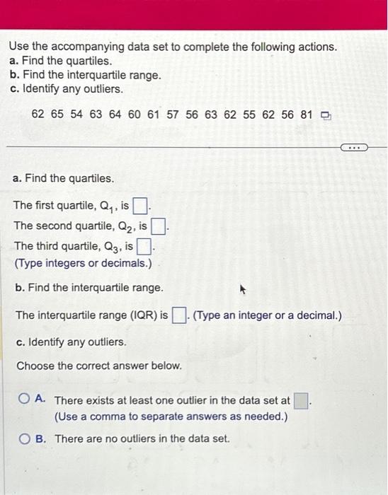 Solved Use the accompanying data set to complete the | Chegg.com