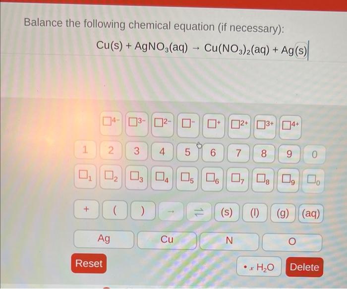 Solved Balance the following chemical equation (if | Chegg.com
