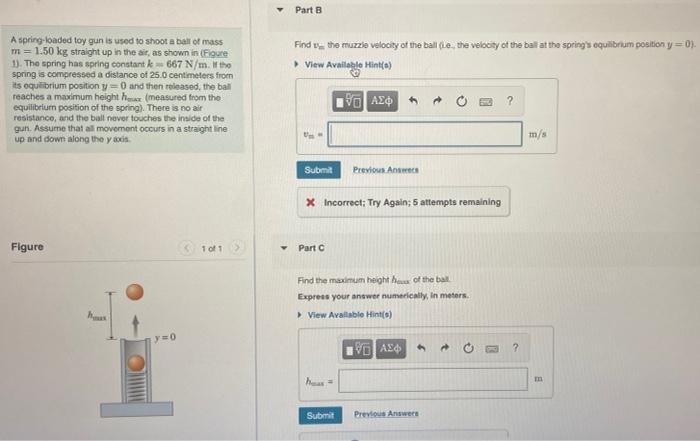 Solved A spring-loaded toy gun is used to shoot a balr of | Chegg.com
