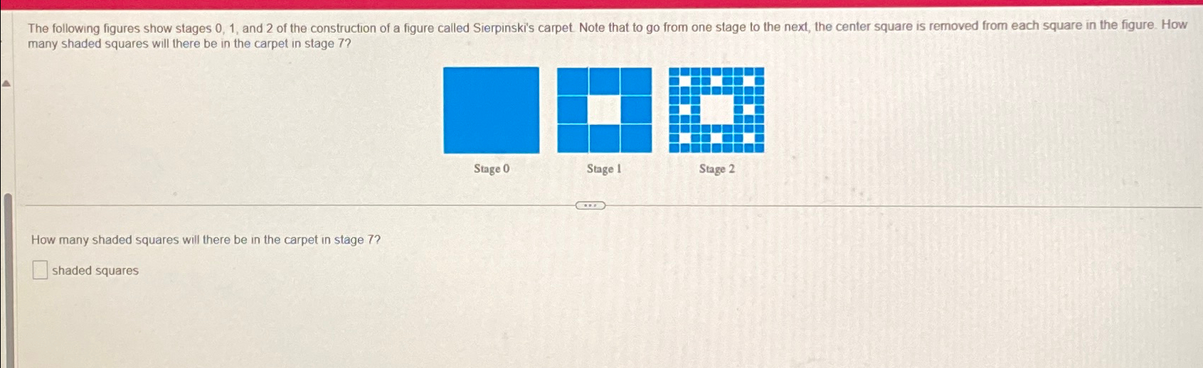 Solved many shaded squares will there be in the carpet in | Chegg.com