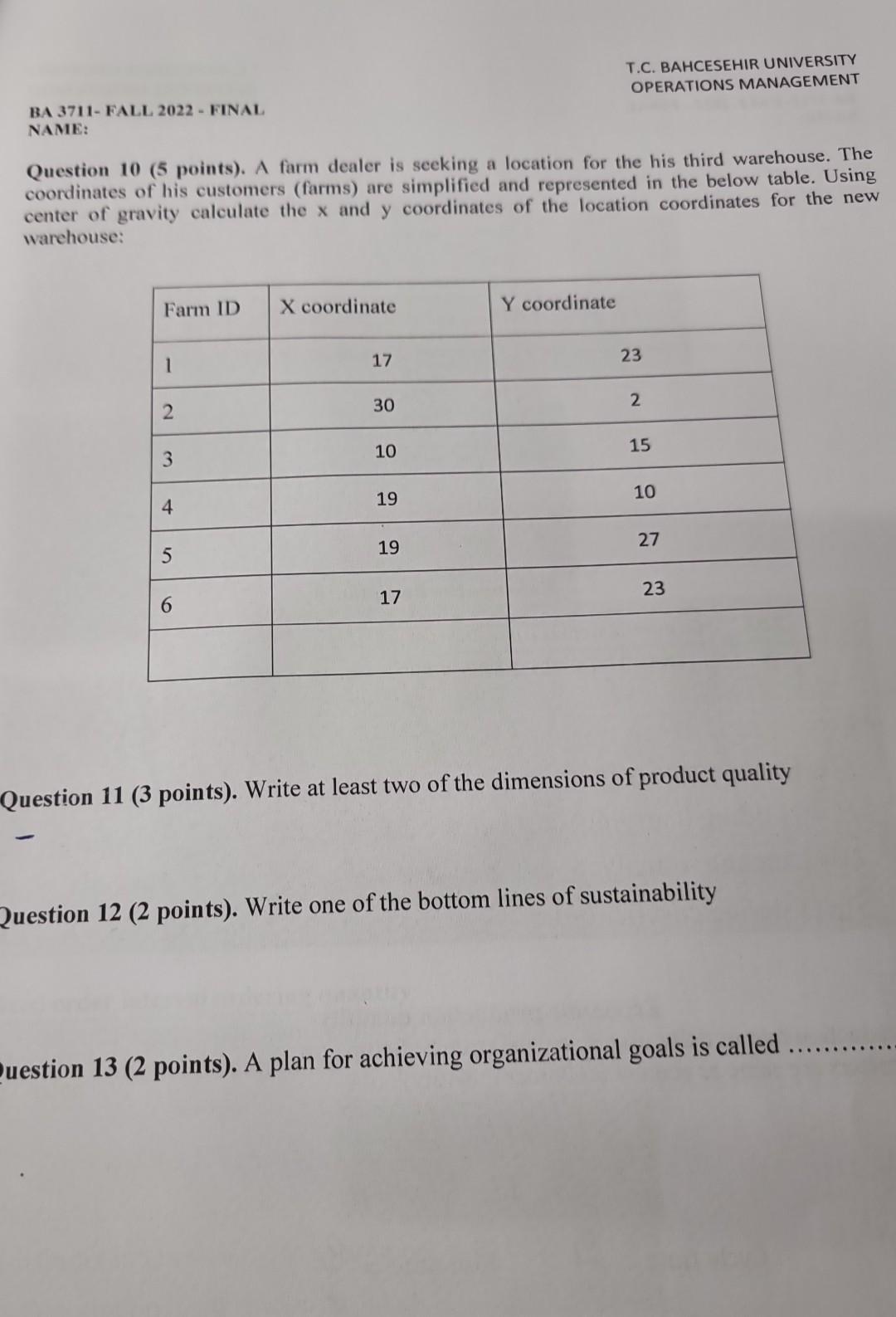 Solved NAME: Question 10 (5 points). A farm dealer is | Chegg.com