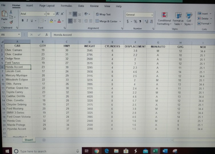 Solved File Home Insert Page Layout Formulas Data Review | Chegg.com
