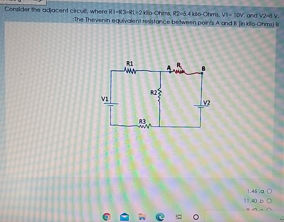 Solved Consider the adjacent circuit, where R1=R3=RL=2 | Chegg.com