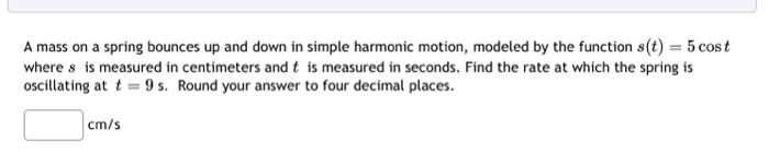 Solved A mass on a spring bounces up and down in simple | Chegg.com