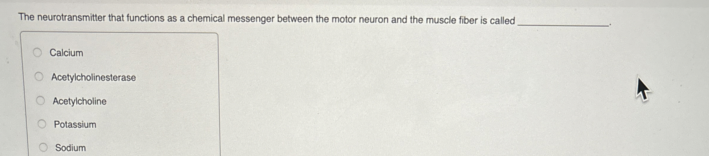 Solved The neurotransmitter that functions as a chemical | Chegg.com