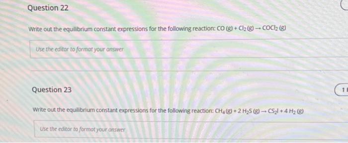 Solved Write out the equilibrium constant expressions for | Chegg.com