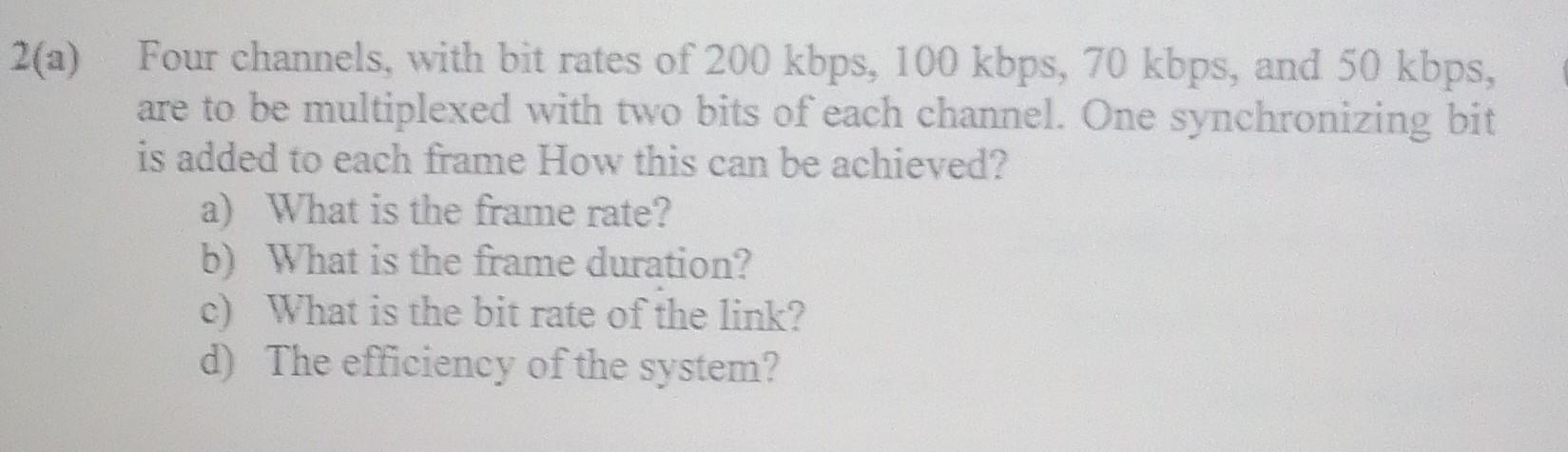 Solved Four channels, with bit rates of 200 kbps, 100 kbps, | Chegg.com