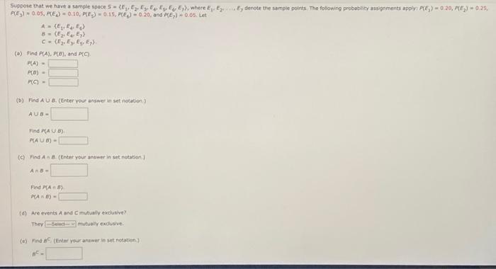 Solved A(E3)=0.05,A(EA)=0.10,P(E5)=0.15,P(E5)=0.20, and | Chegg.com