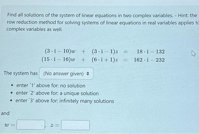 Solved Find all solutions of the system of linear equations | Chegg.com