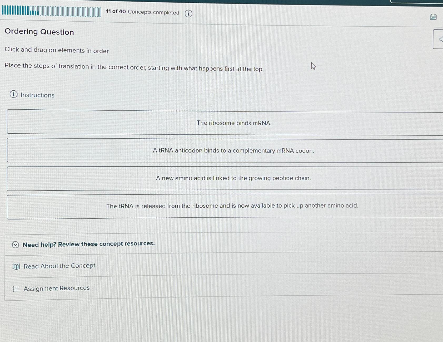 Solved 11 ﻿of 40 ﻿Concepts completed(i)Ordering | Chegg.com