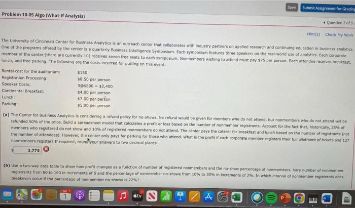 Solved Problem 10 05 Algo What If Analysis The University 2004