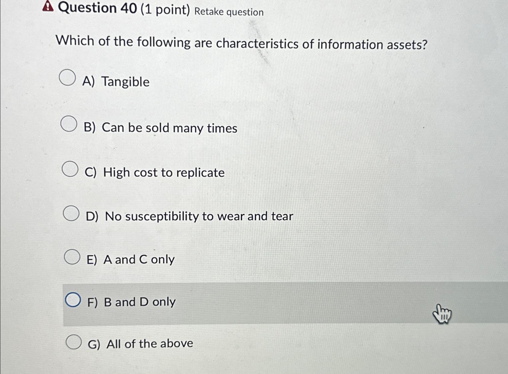 Solved A Question 40 (1 ﻿point) ﻿Retake questionWhich of the | Chegg.com