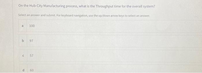 Solved On the Hub-City Manufacturing process, what is the | Chegg.com
