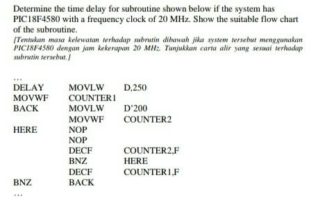 Determine the time delay for subroutine shown below | Chegg.com