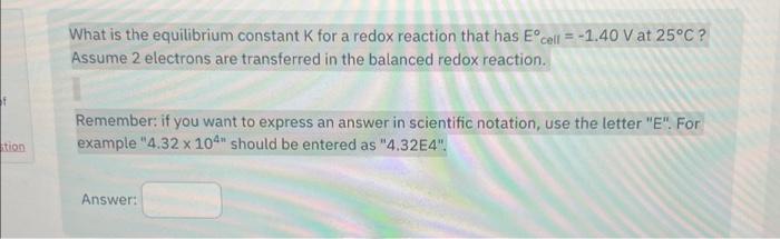 Solved What is the equilibrium constant \\( \\mathrm{K} \\) | Chegg.com