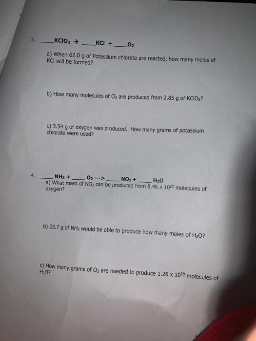 Solved Stoichiometry Lab Balance the following equations and | Chegg.com