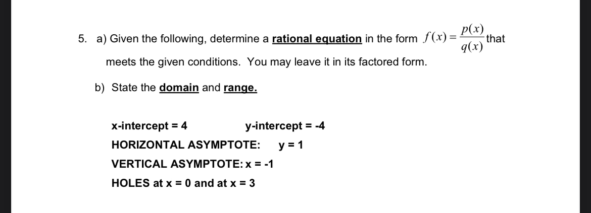 Solved a) ﻿Given the following, determine a rational | Chegg.com