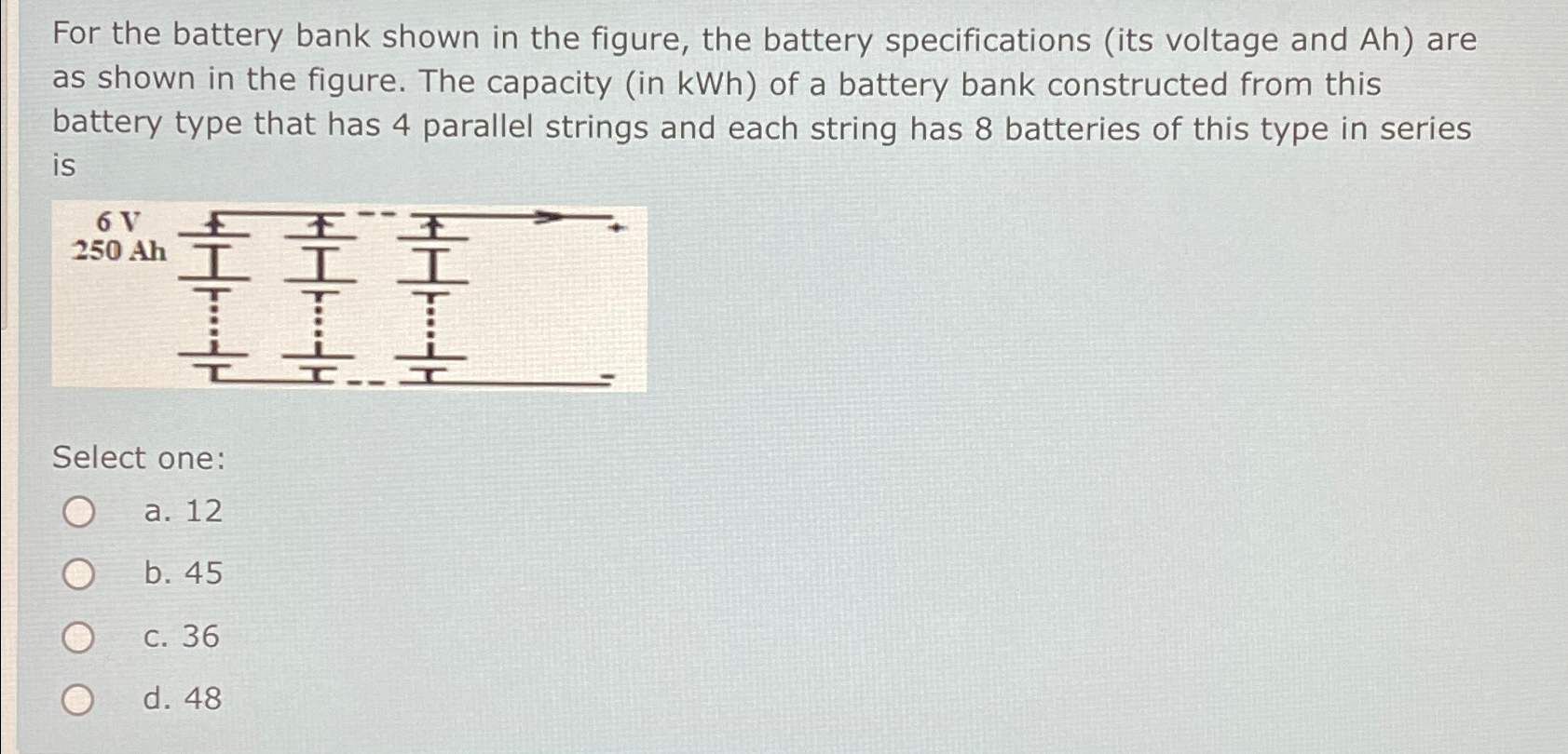 Solved For the battery bank shown in the figure, the battery | Chegg.com