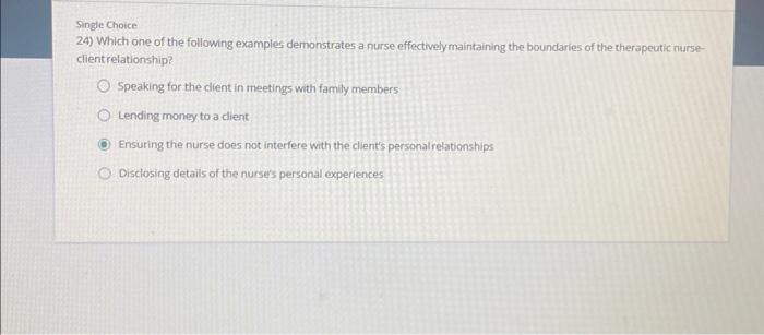 Solved Single Choice 24) Which one of the following examples | Chegg.com