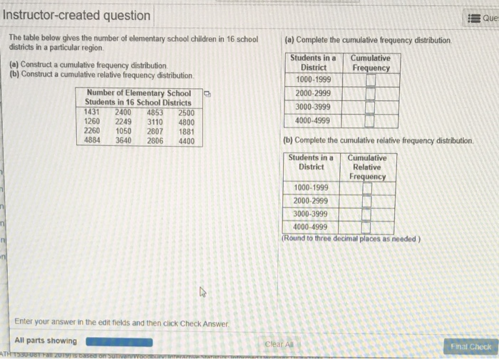 Solved Instructor-created question Que The table below gives | Chegg.com
