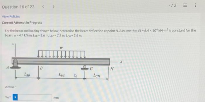 Solved For the beam and loading shown below, determine the | Chegg.com