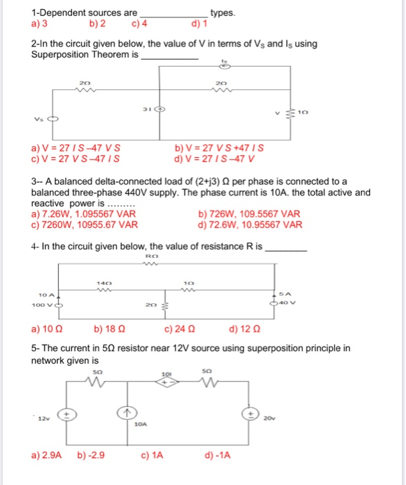 Solved 1-Dependent sources are types. a) 3 b) 2 c) 4 d) 1 | Chegg.com