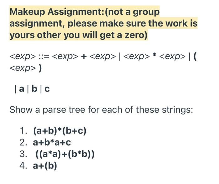 Solved Makeup Assignment:(not a group assignment, please | Chegg.com