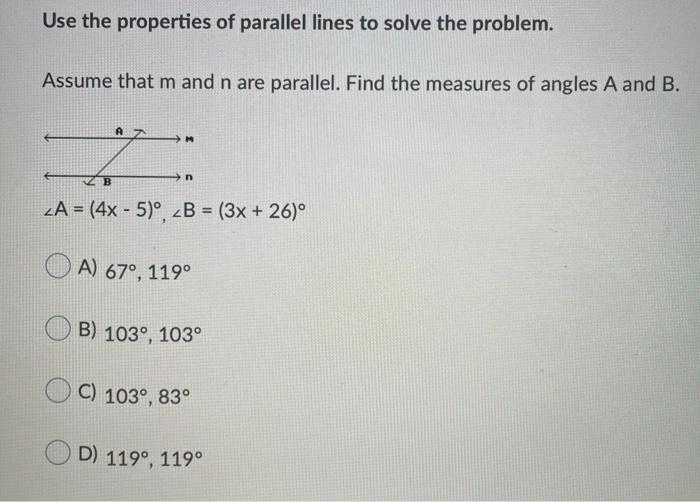Solved Use the properties of parallel lines to solve the | Chegg.com