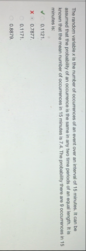 Solved The random variable x ﻿is the number of occurrences | Chegg.com