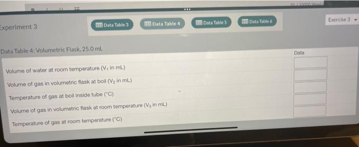 Experiment 3 Data Table 3 Data Table 4 Data Tables | Chegg.com