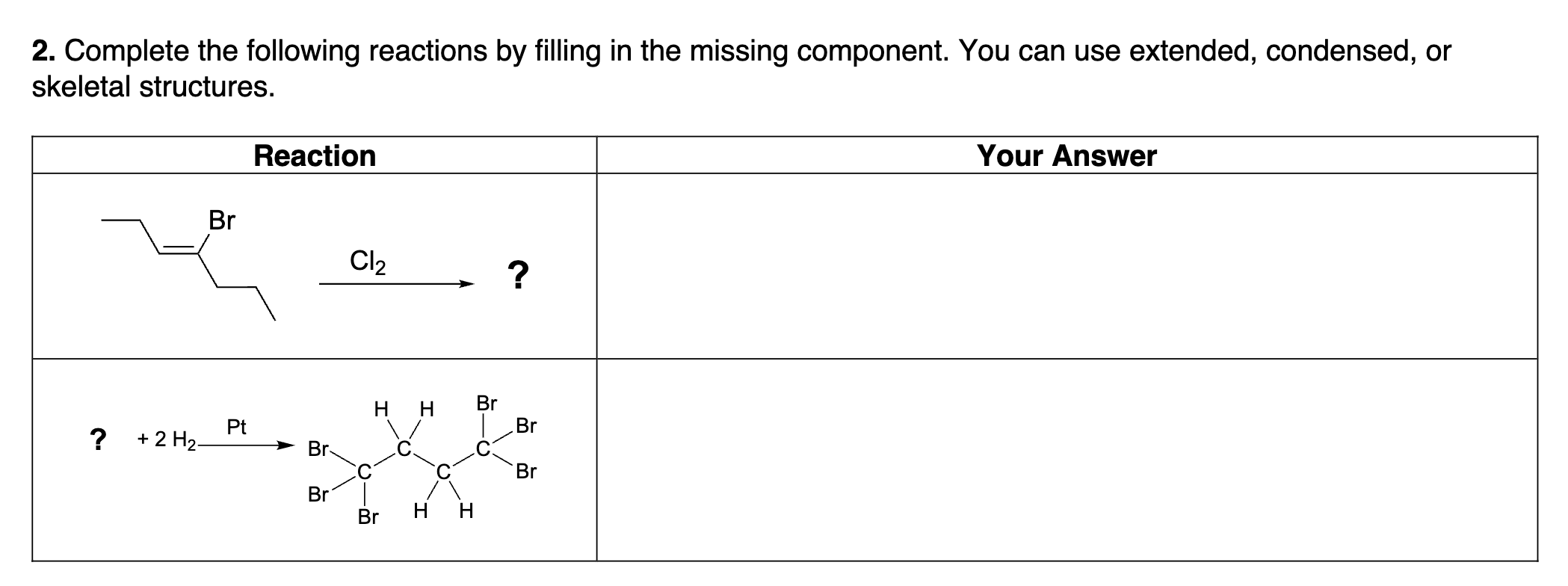 Solved Complete the following reactions by filling in the | Chegg.com