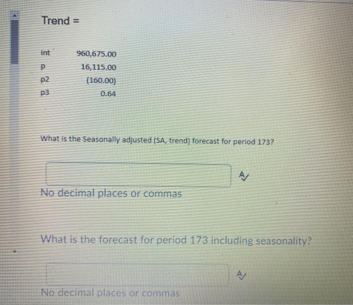 Solved Use a TSD forecasting model with the following | Chegg.com
