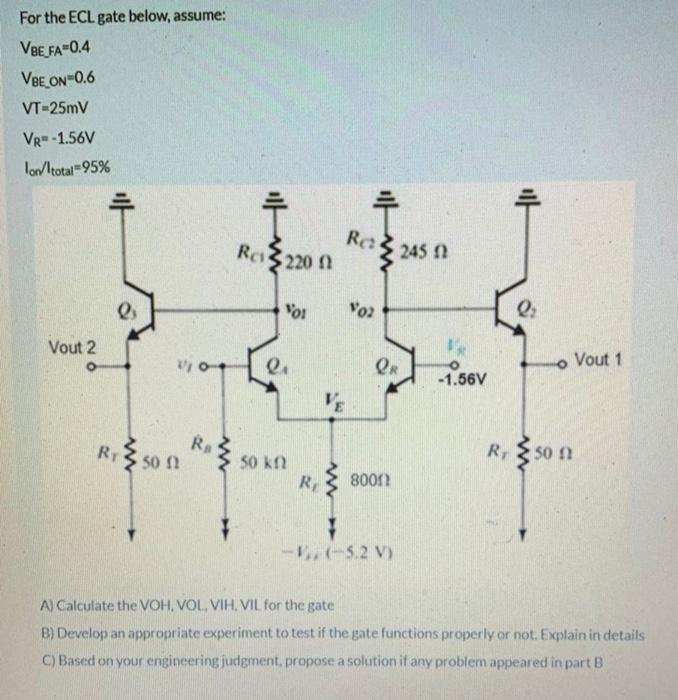 Solved For the ECL gate below, assume: | Chegg.com