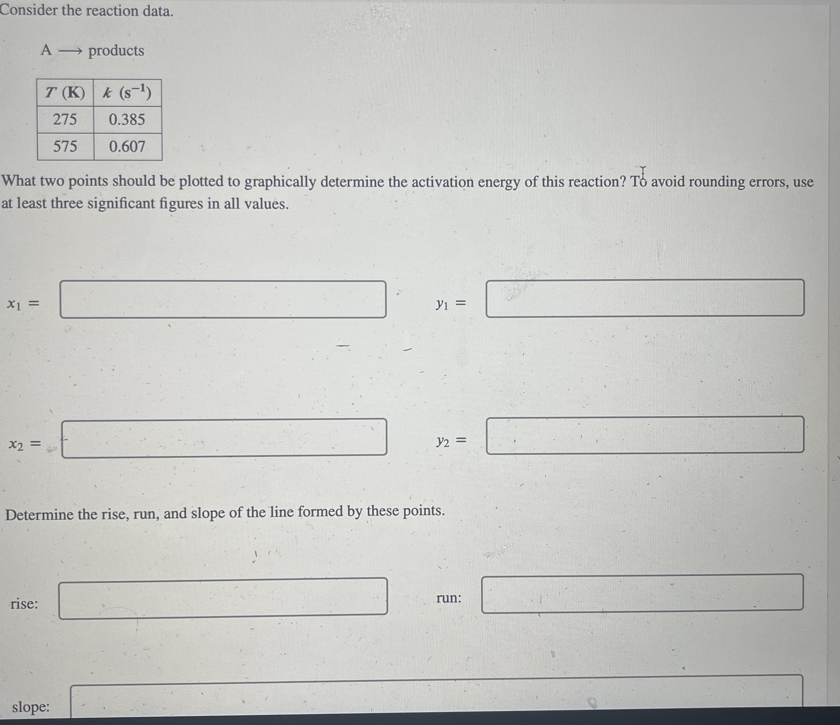 Solved Consider the reaction data.Alongrightarrow | Chegg.com