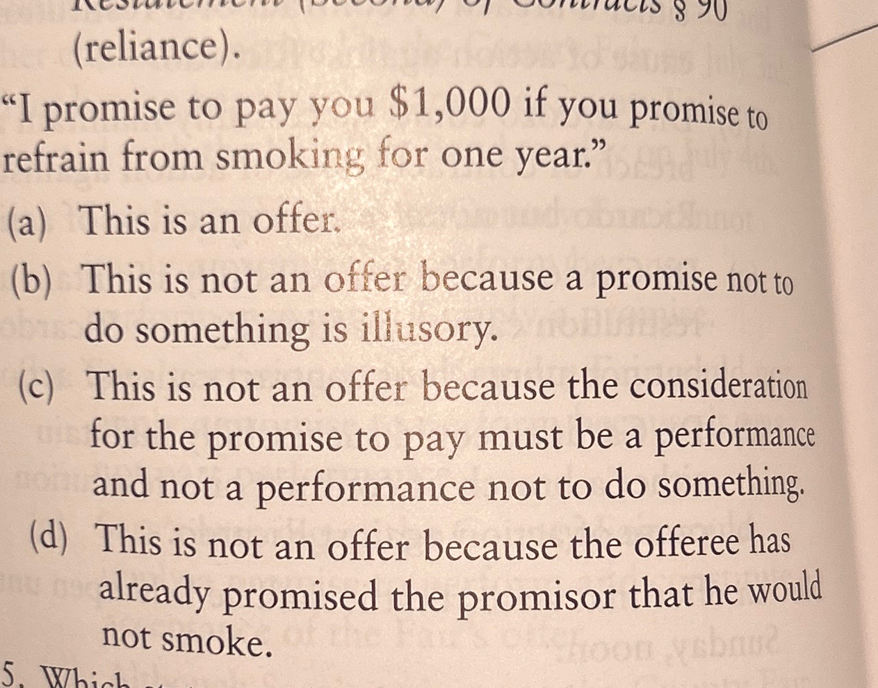 Solved (reliance)."I promise to pay you $1,000 ﻿if you | Chegg.com